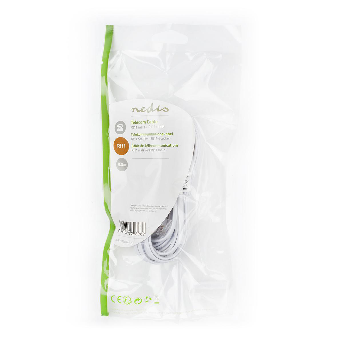 NEDIS Telefonski Kabel | RJ11 Muški - RJ11 Muški | 5.0 m | Bijeli ...
