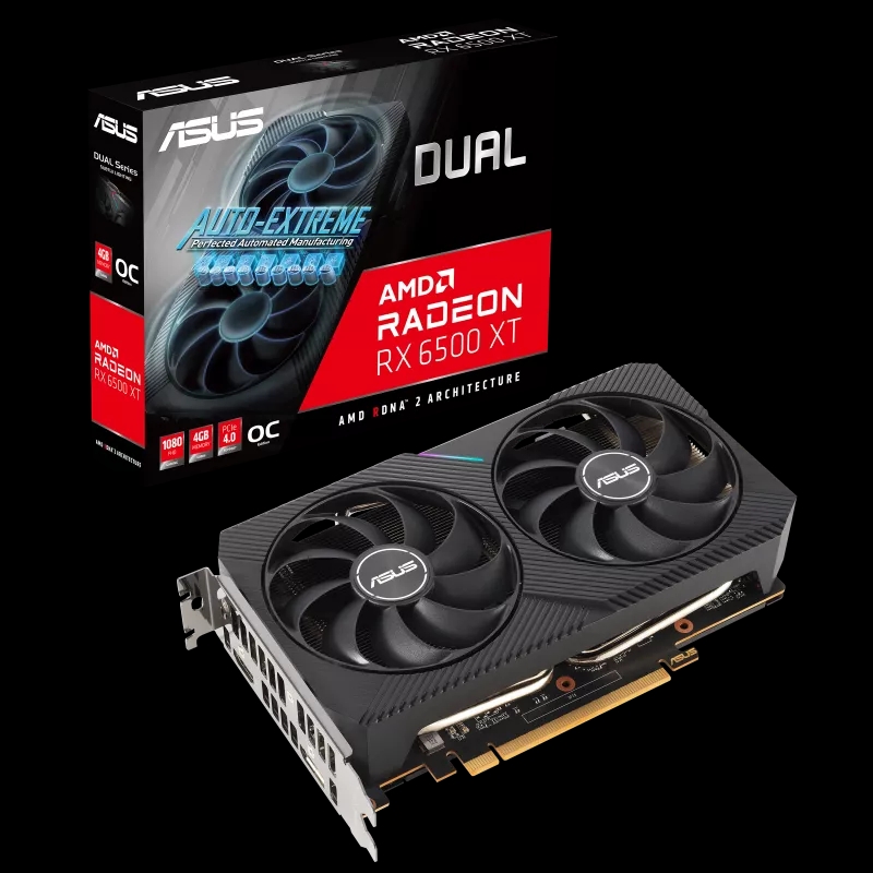ASUS VGA DUAL-RX6500XT-O4GAMD Radeon RX 6500 XT4GB GDDR6 64bit;HDMI,DP ...