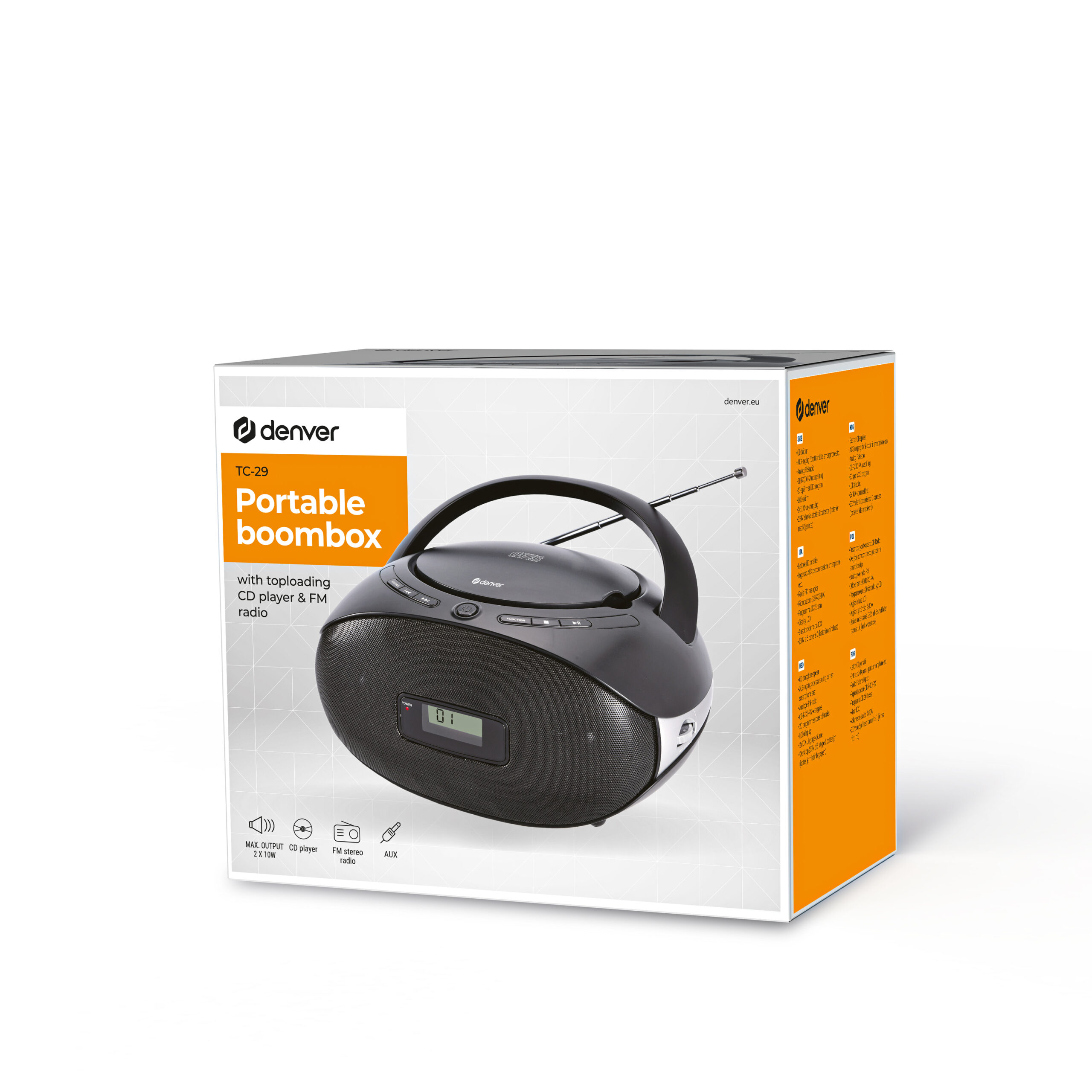 Boombox MP3 CD Player | FM | AUX | LCD Zaslon | DENVER - Orbiter G